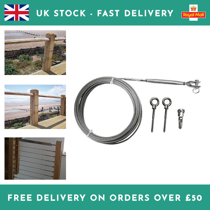 Wire Rope Tension Kit 4mm / 6mm for Balustrade Handrail Systems Wood ...